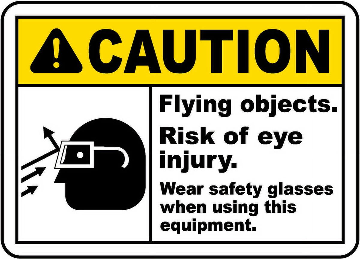 Traffic & Warehouse Signs - Flying Objects Risk of Eye Injury Sign ...