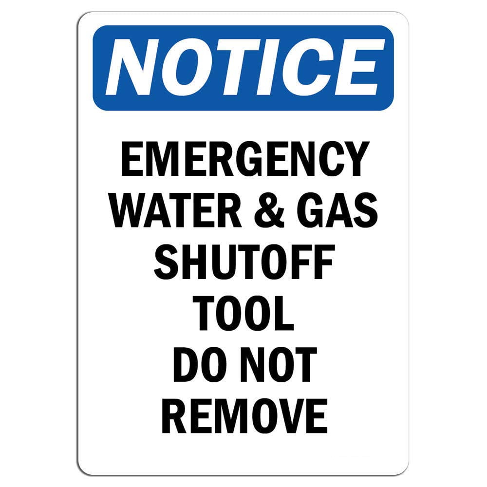 Traffic & Warehouse Signs - Notice - Emergency Water and Gas Shutoff ...