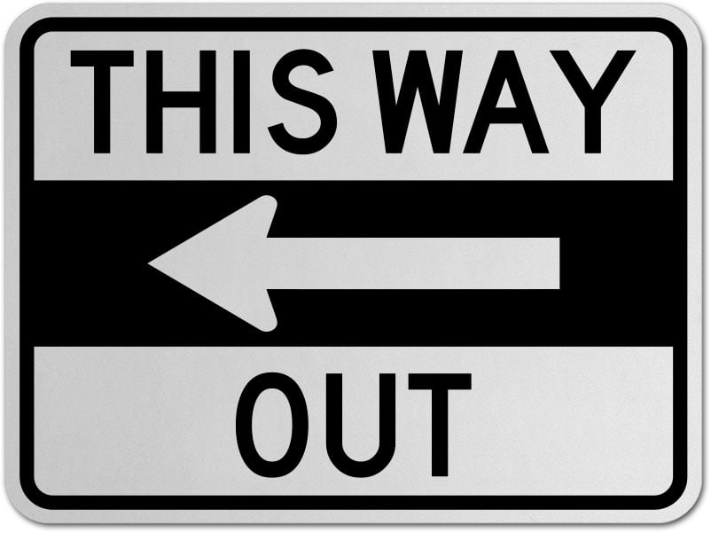 Traffic & Warehouse Signs - This Way Out (Left Arrow) Sign 1 - Weather ...