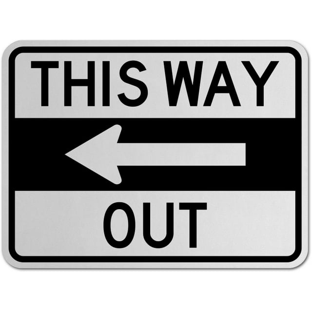 Traffic & Warehouse Signs - This Way Out (Left Arrow) Sign 1 - Weather ...