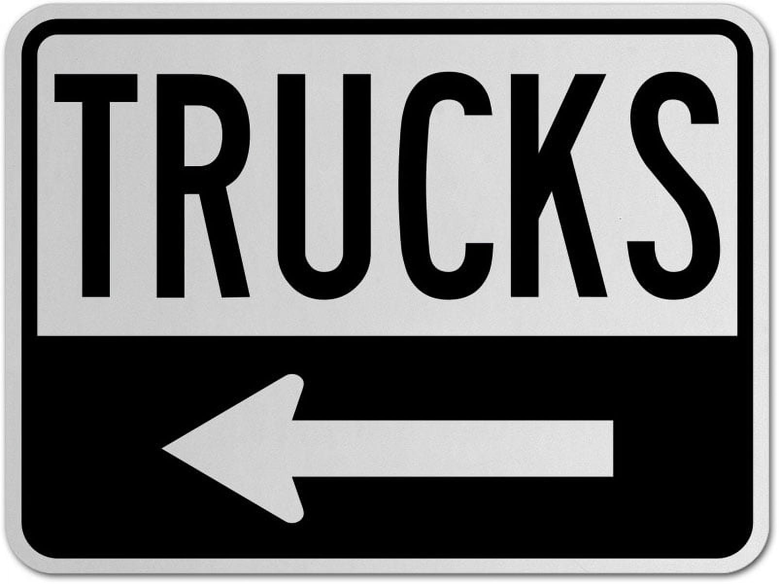 Traffic & Warehouse Signs - Trucks (Left Arrow) Sign - Weather Approved ...