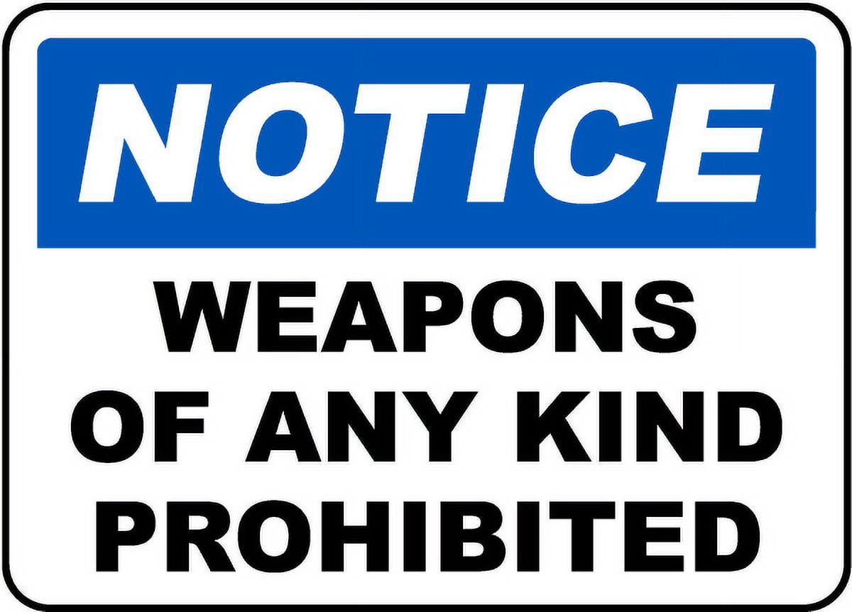 Traffic & Warehouse Signs - Weapons of Any Kind Prohibited Sign ...