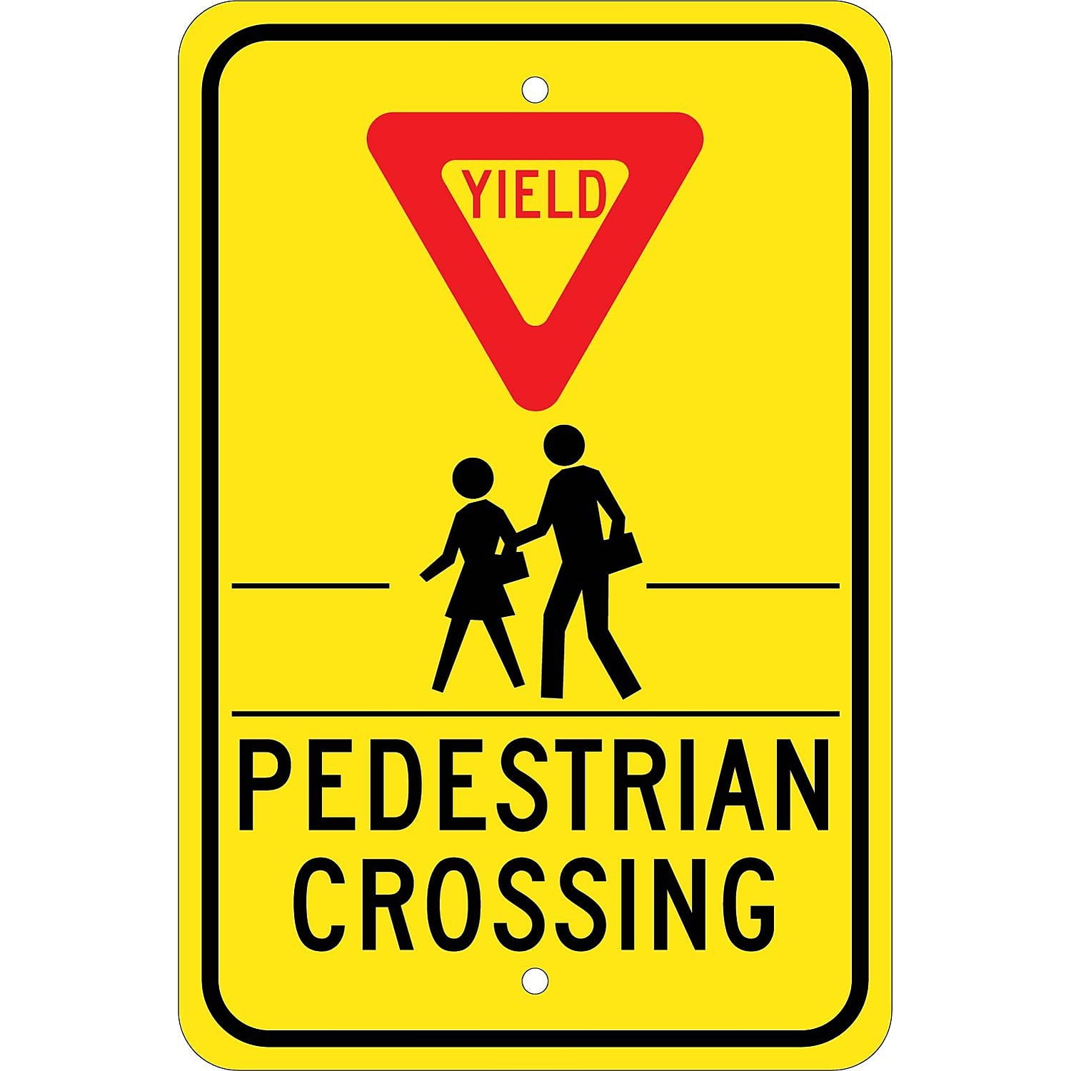 Traffic Warning Signs; Yield (Graphic) Pedestrian Crosswalk, 18X12 ...