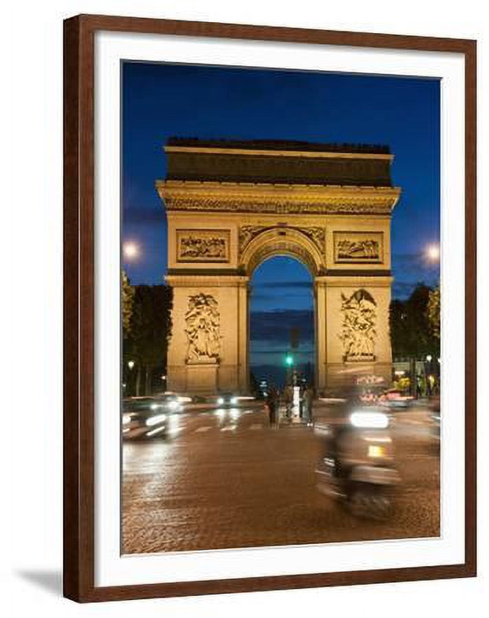 Traffic around Arc De Triomphe, Avenue Des Champs Elysees, Paris ...