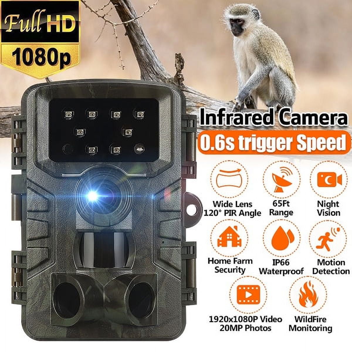 Trail Camera 1080P Deer Game Hunting Camera with Infrared Sensors ...