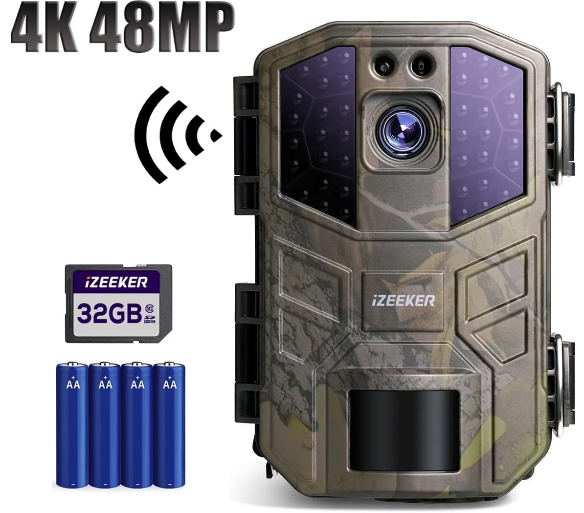 4K Trail Camera, 48MP/30FPS, Night Vision, Waterproof, Hunting Security ...
