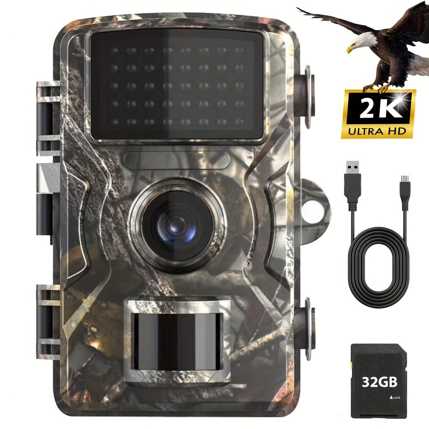 Trail Camera 50MP 2K, Mini Game Camera With Night Vision 0.05 Second ...