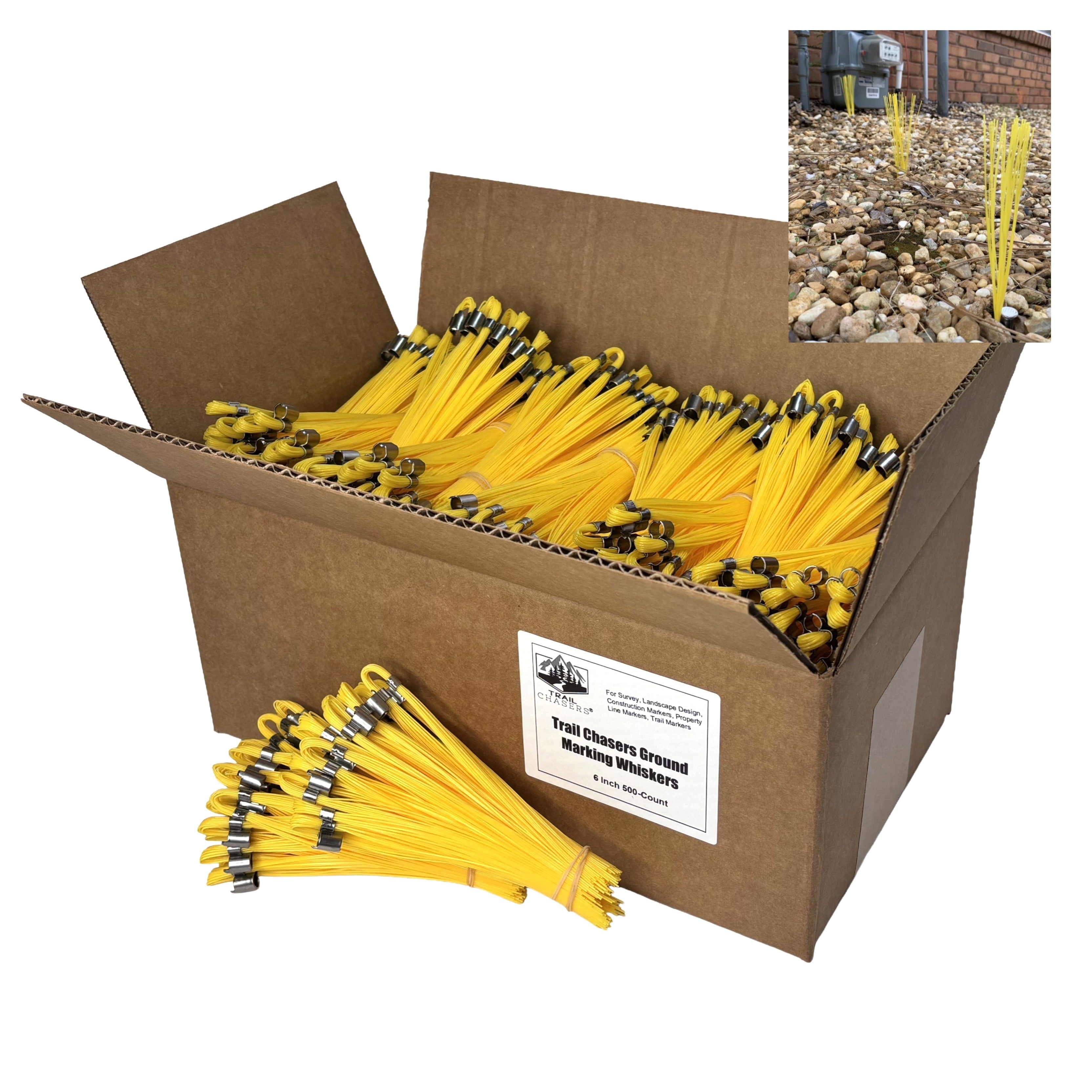 Trail Chasers Yellow Marking Whiskers, 6 Inch, 500 Count for Survey ...