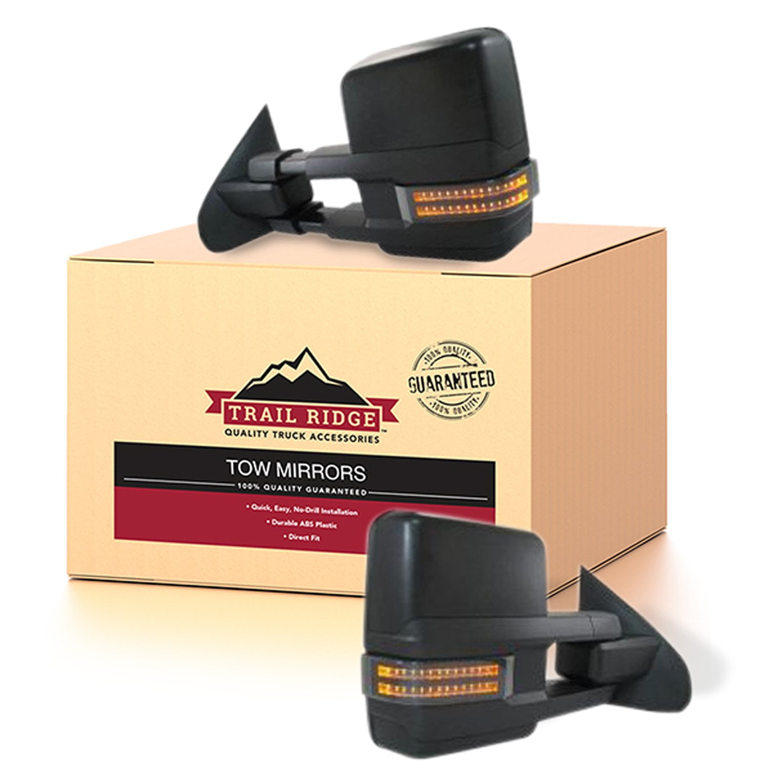 Trail Ridge Towing Mirror Power Folding LED Signal Chrome Pair Set for GM Pickup TR10143 Fits ...