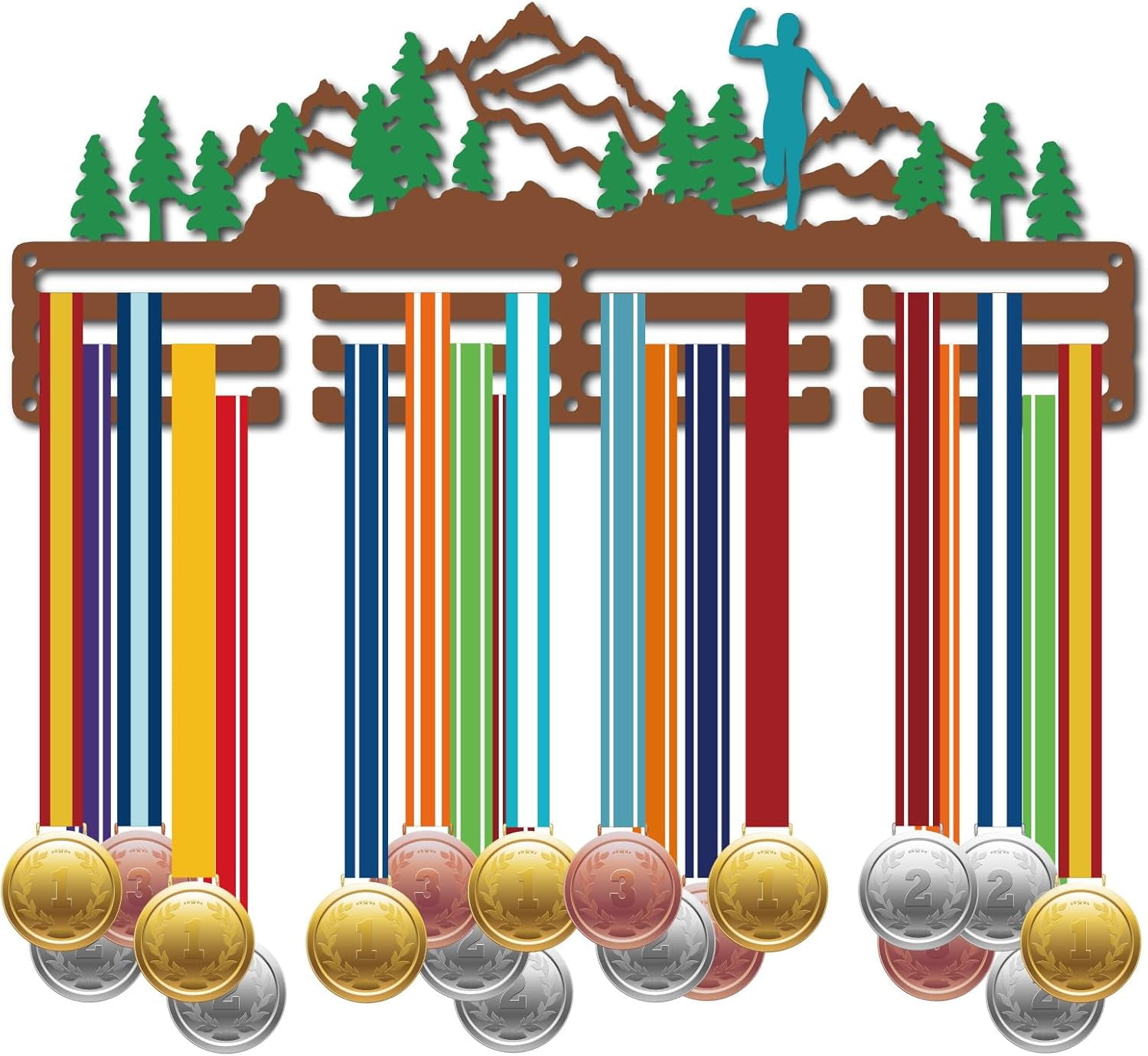 Trail Running Medal Holder Display Hanger 60+Medals Rack Green Brown ...