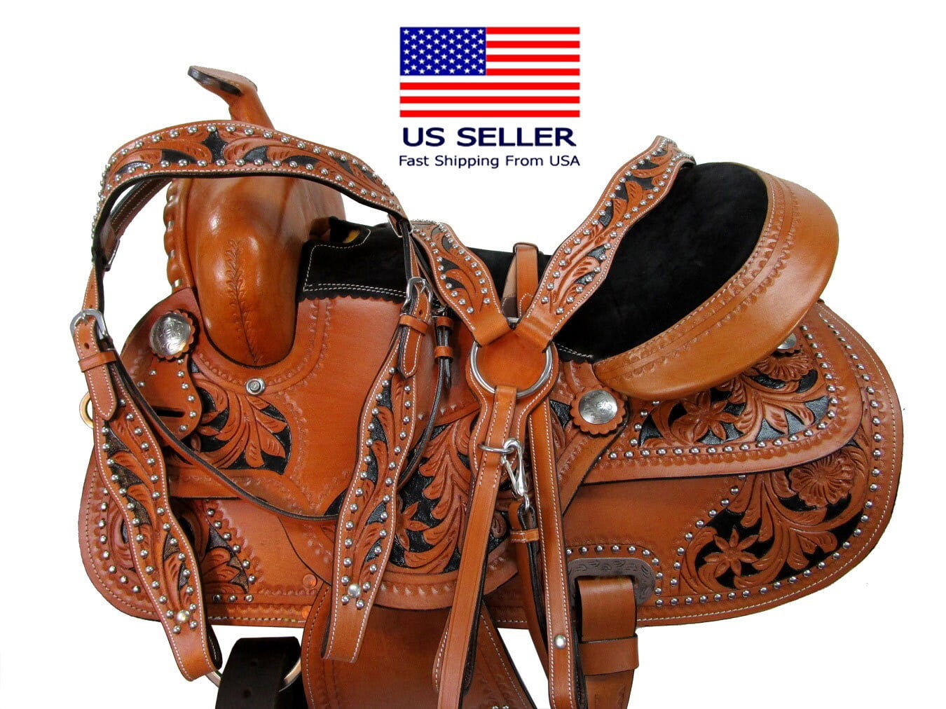 Trail Western Saddle Barrel Racing Saddles Horse Pleasure Leather Tack ...