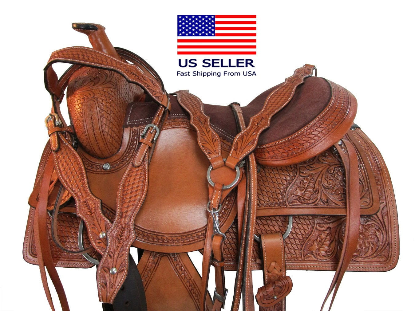 Trail Western Saddle Horse Pleasure Floral Tooled Leather Rodeo Tack ...
