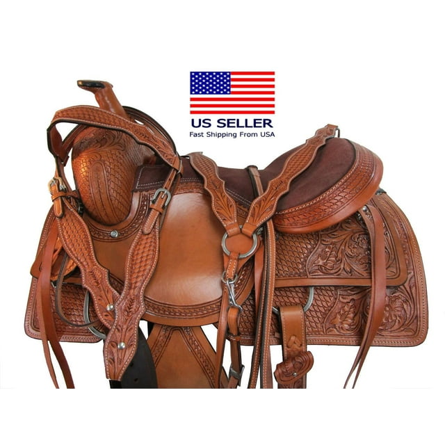 Trail Western Saddle Horse Pleasure Floral Tooled Leather Rodeo Tack ...