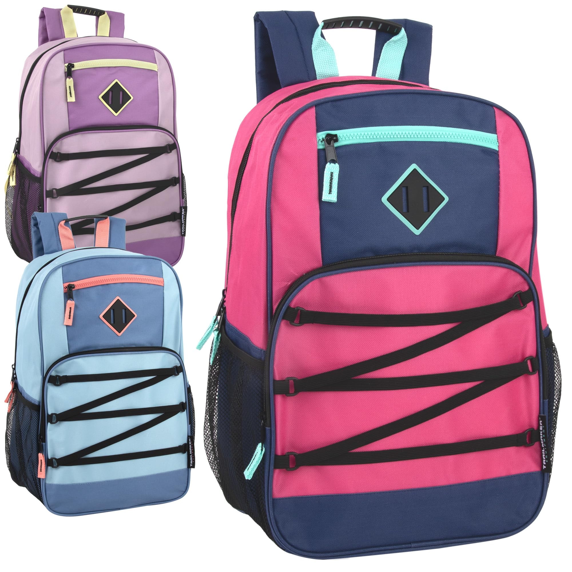 24 Pack of Bulk Wholesale 18.5 Inch Multi Pocket Dual Zipper Bungee ...