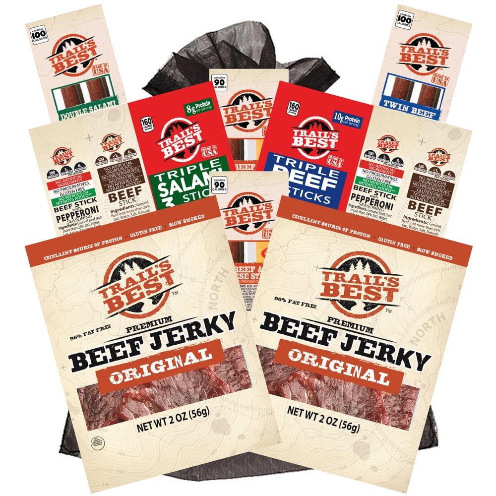 Trail's Best 12-Piece Sampler (2 bags of jerky and 10 packs of assorted ...