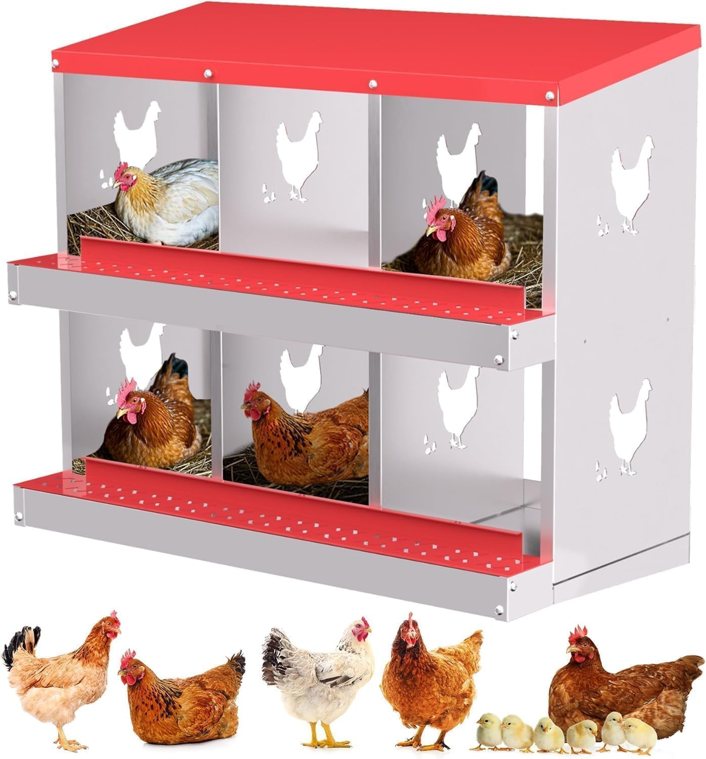 TrailBlaze Metal Chicken Nesting Boxes, Chicken Egg Laying Box with 6 ...