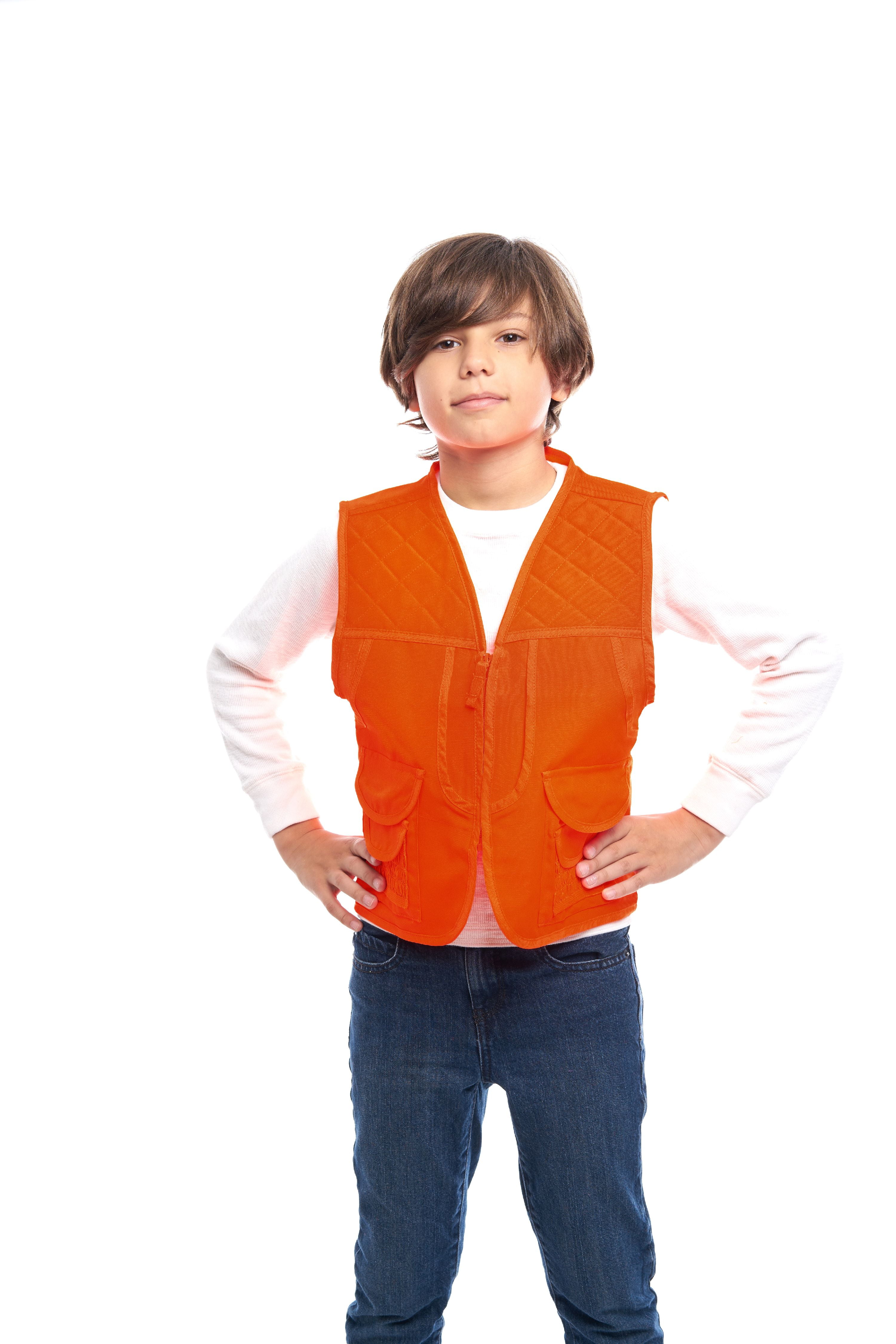 TrailCrest Boys Orange Safety Front Loader Vest High Visibility, Large ...