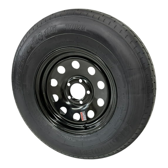 TrailQuest Trailer Tire Rim ST225/75R15 LRE Radial 5 Lug Black Modular ...