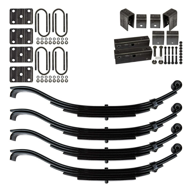 Trailer 5 Leaf Slipper Spring Suspension and Tandem Axle Hanger Kit for ...