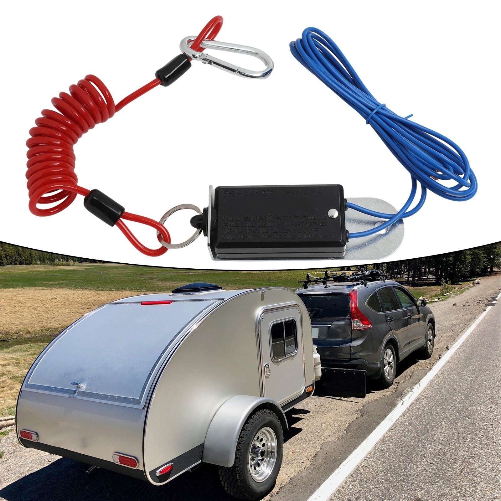Trailer Breakaway Switch 4 Ft Cable Coiled Cord Minimizes Disconnection ...