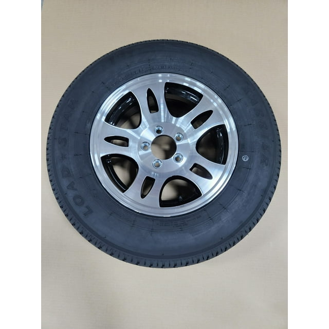 Trailer Camper 15" Black Aluminum Wheel Rim 15x6x4.5 ST205/75R15 Radial ...