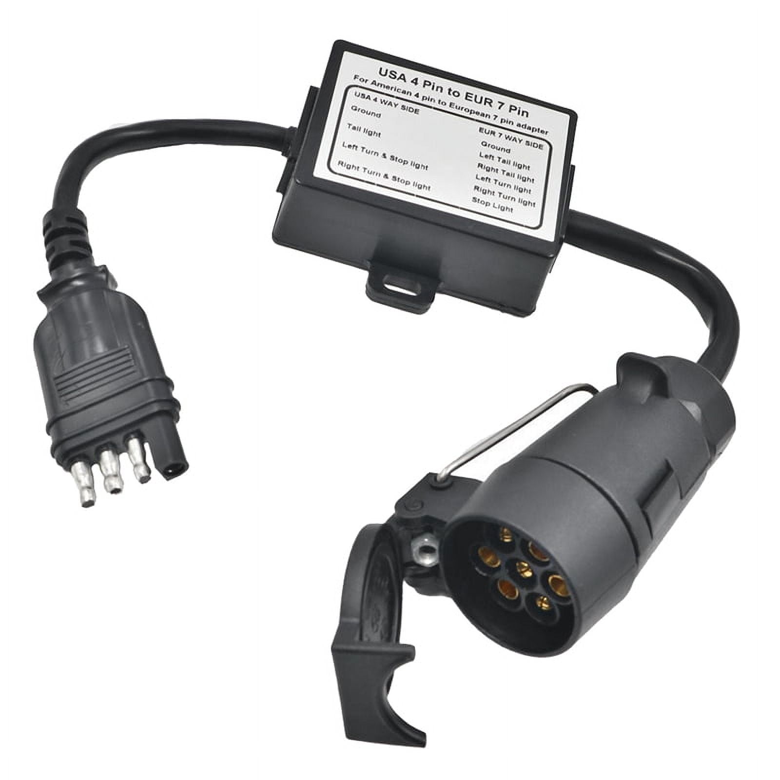 Trailer Connector USA 4-Pin Flat Plug to European7-Pin Connector 4 to 7 ...
