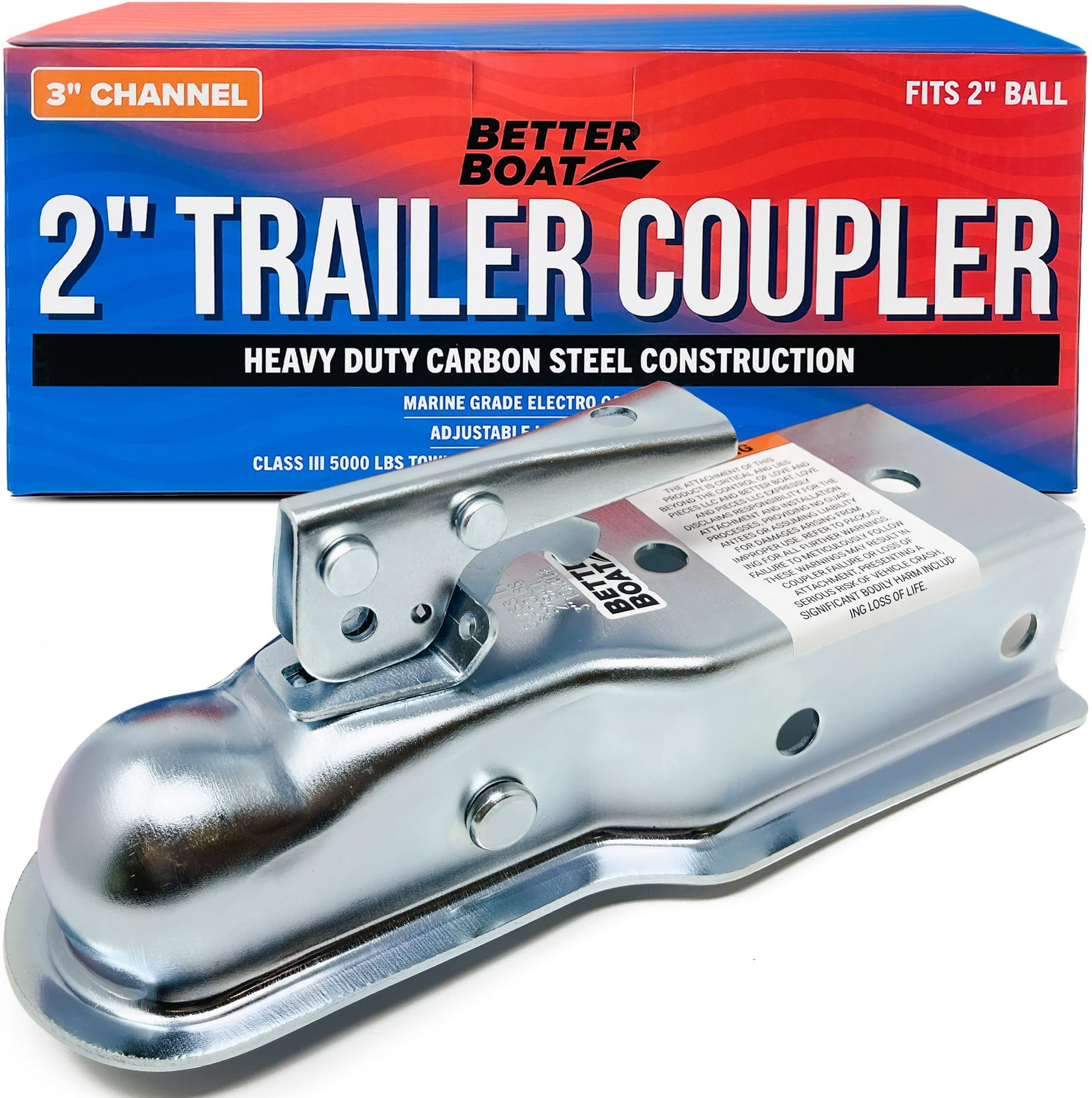 Trailer Coupler 2 Inch Ball, Compatible with 3 Inch Channel Width ...