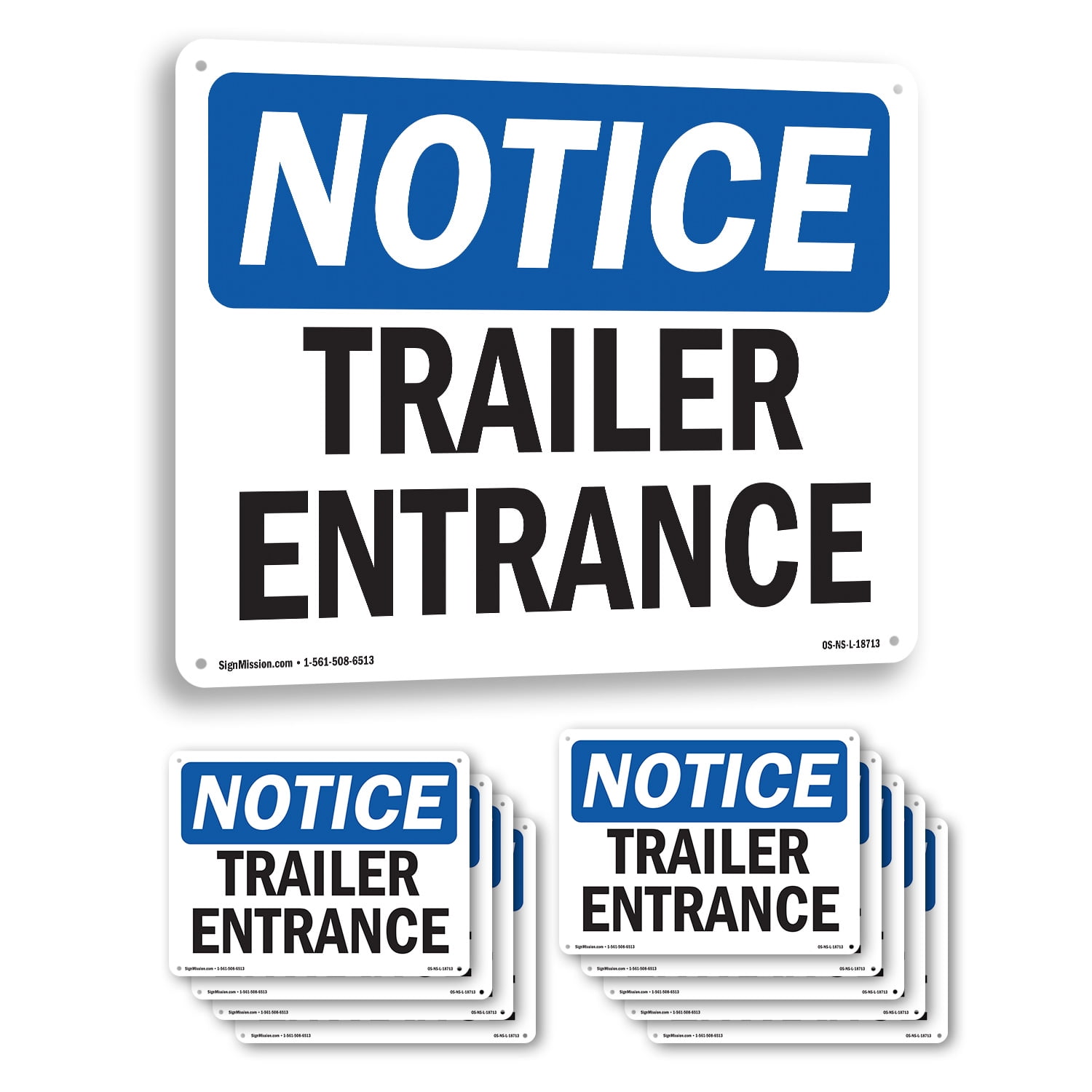 Trailer Entrance OSHA Notice Rigid Plastic Sign 24 Inch x 18 Inch - 10 ...