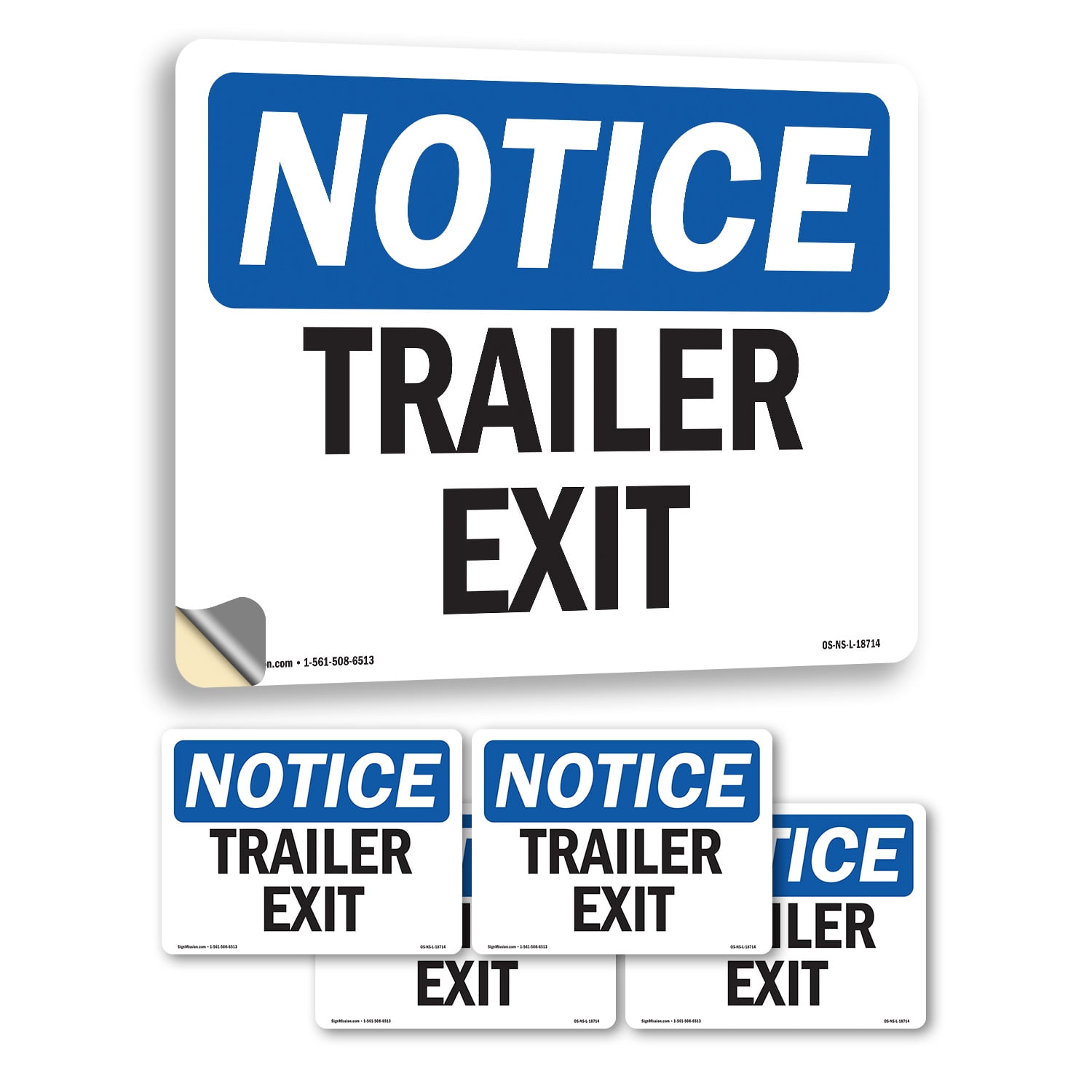 Trailer Exit OSHA Notice Vinyl Decal Label 10 Inch x 7 Inch - 5 Pack ...