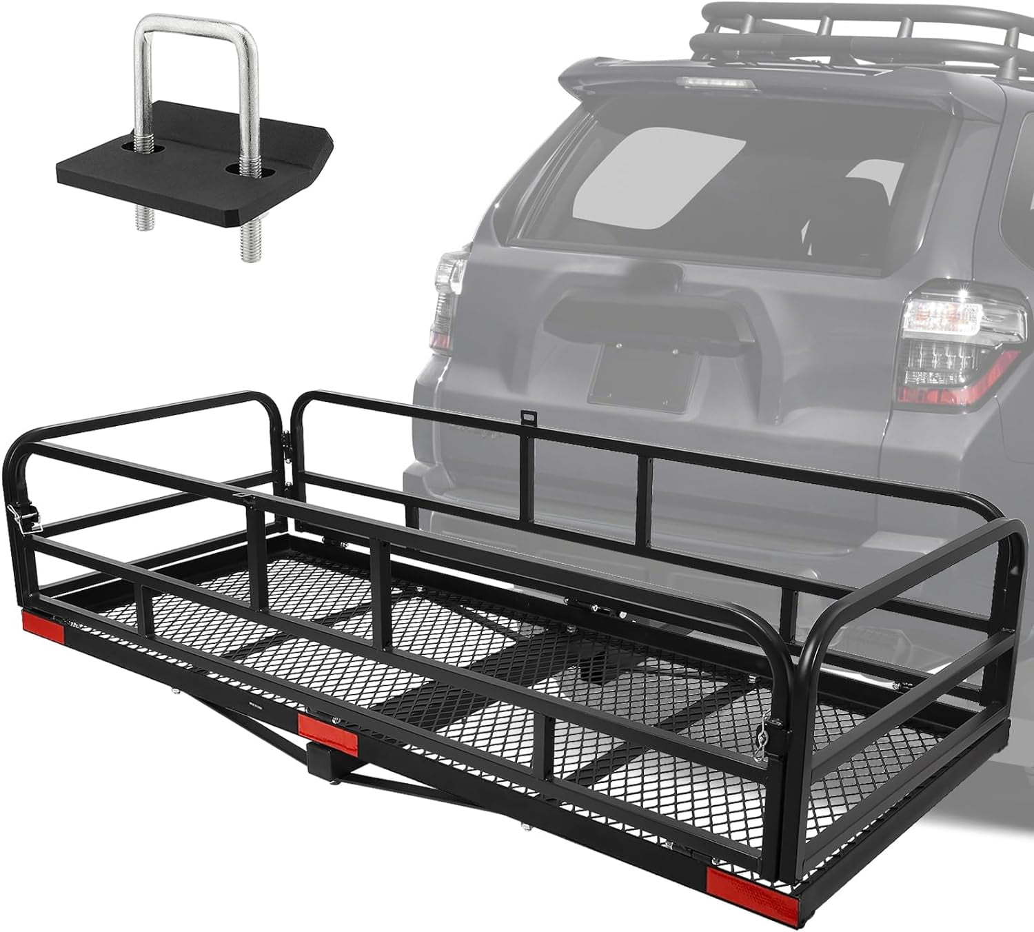 Trailer Hitch Cargo Rack, 60 x 24 x 14 Inch Folding Hitch Mount Cargo ...