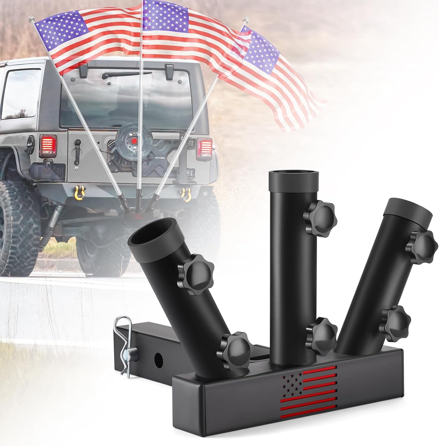 Trailer Hitch Flagpole Mount with Two Mounting Options, US Flag Hitch ...