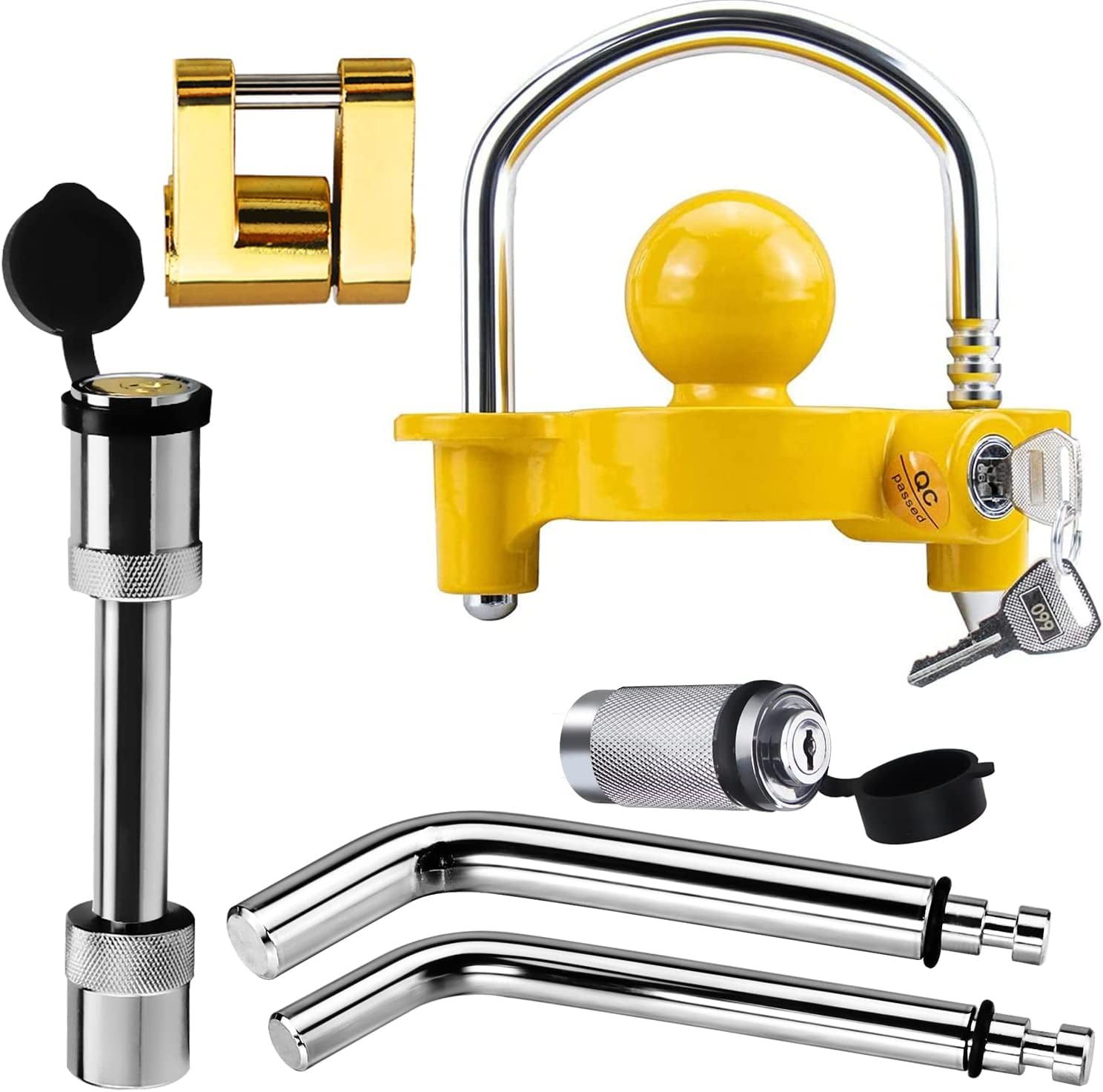 Trailer Hitch Security Lock Set Including Yellow U-Shaped Universal ...