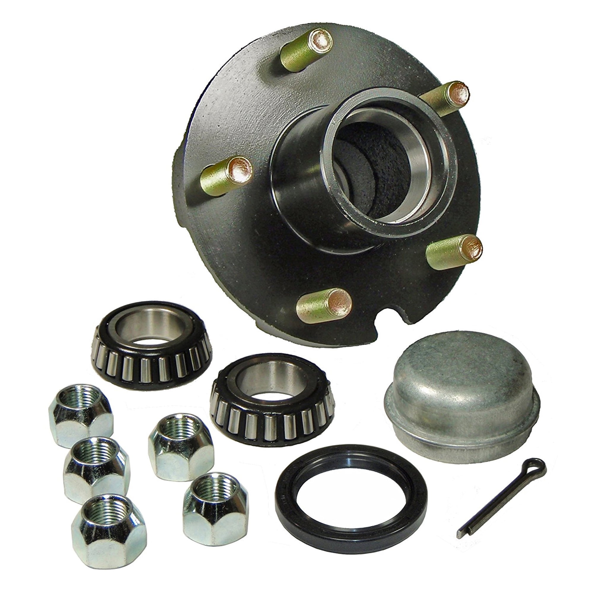 Trailer Hub Kit - 5 Bolt, 4-1/2 Inch Circle, 1-1/16 inch Bearings with ...