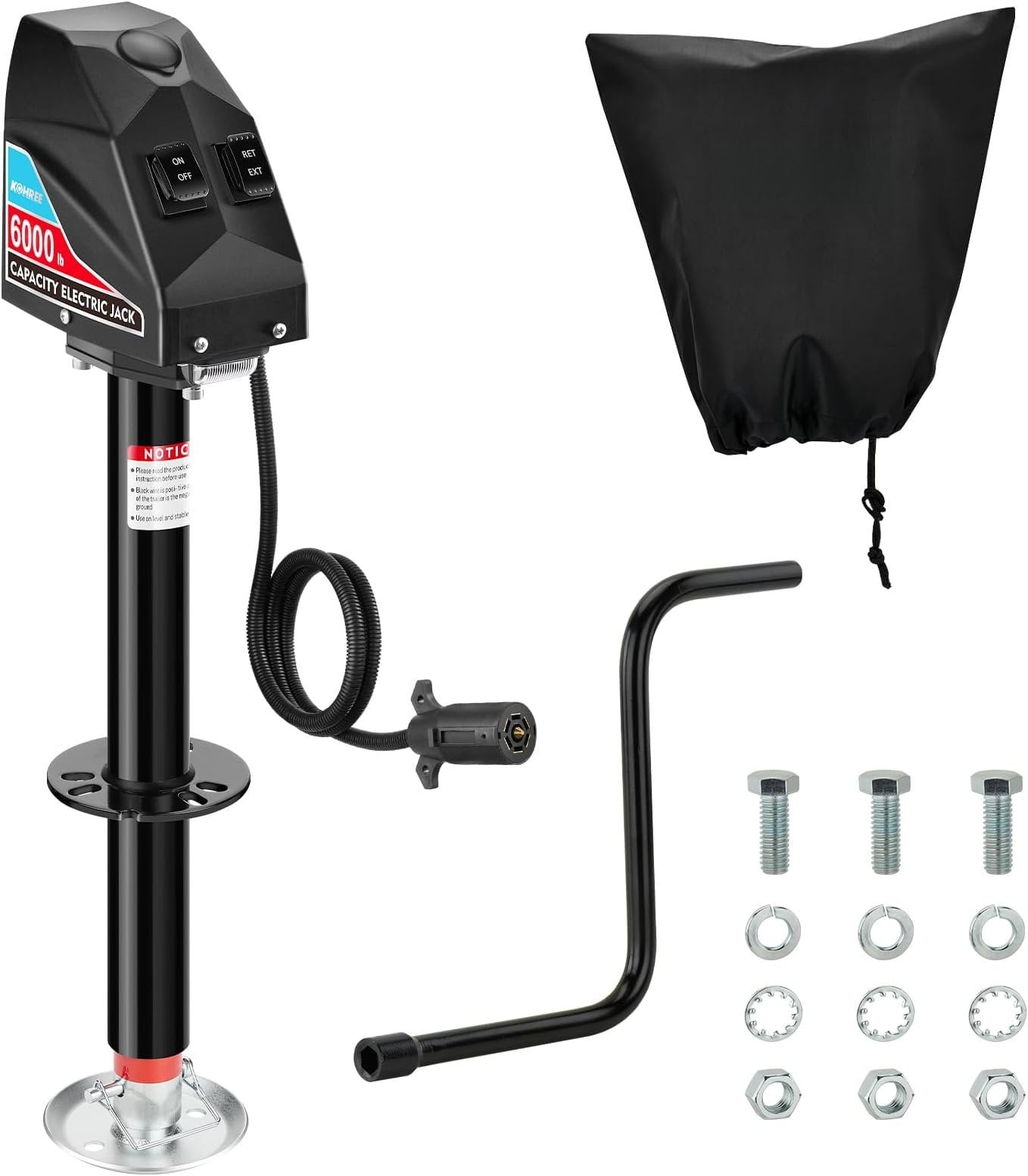 Trailer Jack 6000 lbs with 7-Way Connector, RV Tongue Jack for Travel ...