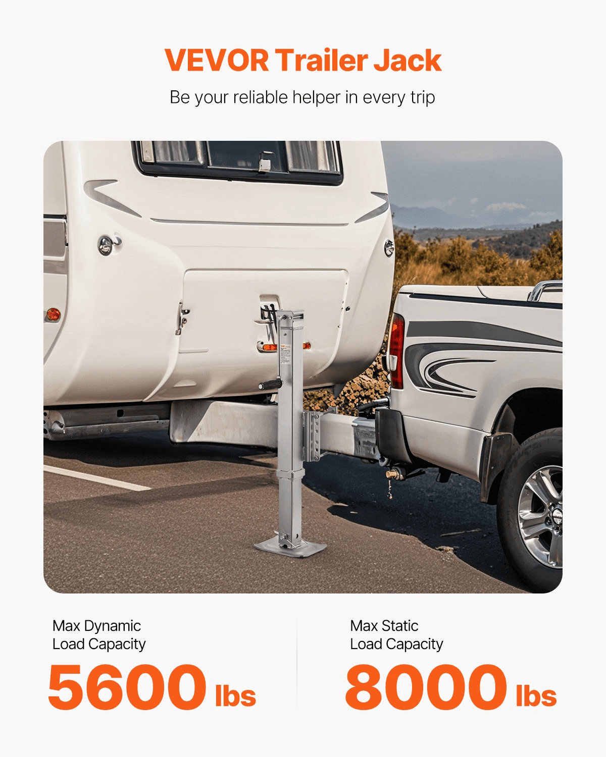 Vevor BSLSTCQJDSYKCWY2VV0 28.5 in. 8000 lbs Bolt-on Trailer Tongue Jack ...