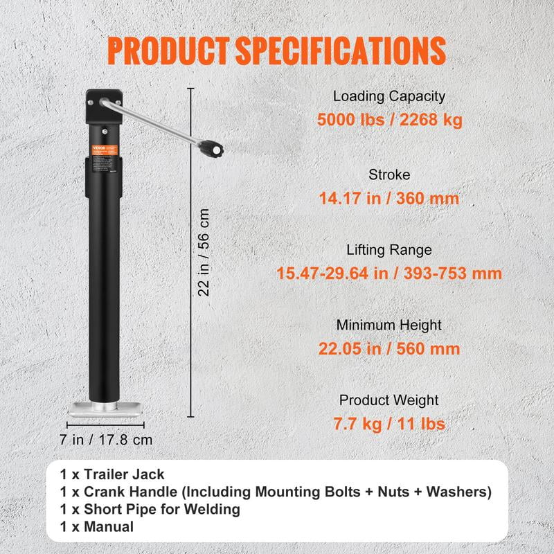 Trailer Jack, Electric Power Tongue Jack Weight Capacity 4000 lbs, 9.84 ...