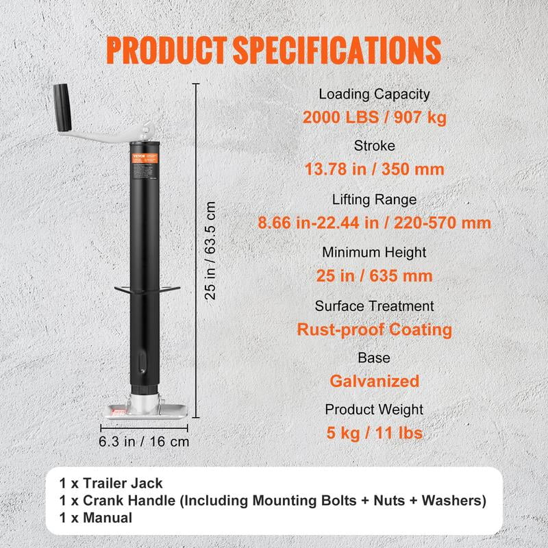 Trailer Jack, Electric Power Tongue Jack Weight Capacity 4000 lbs, 9.84 ...