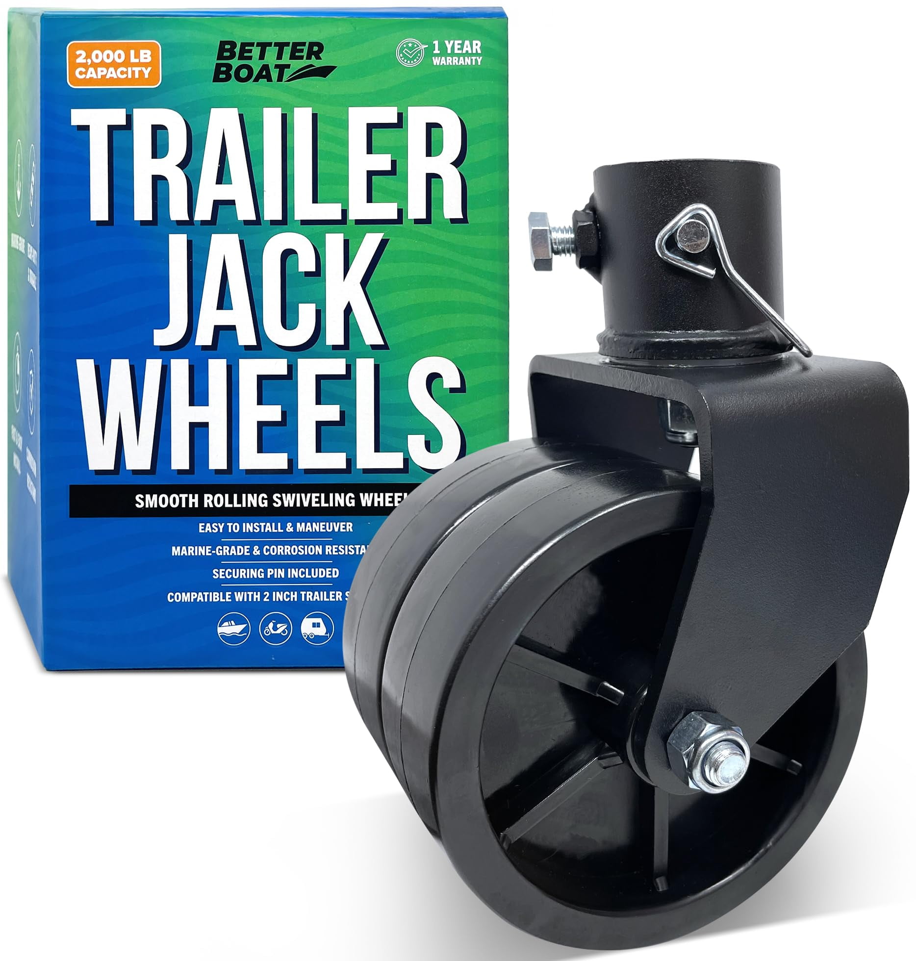 Trailer Jack Wheel Replacement, 2000 lb Capacity, Two Wheels for ...