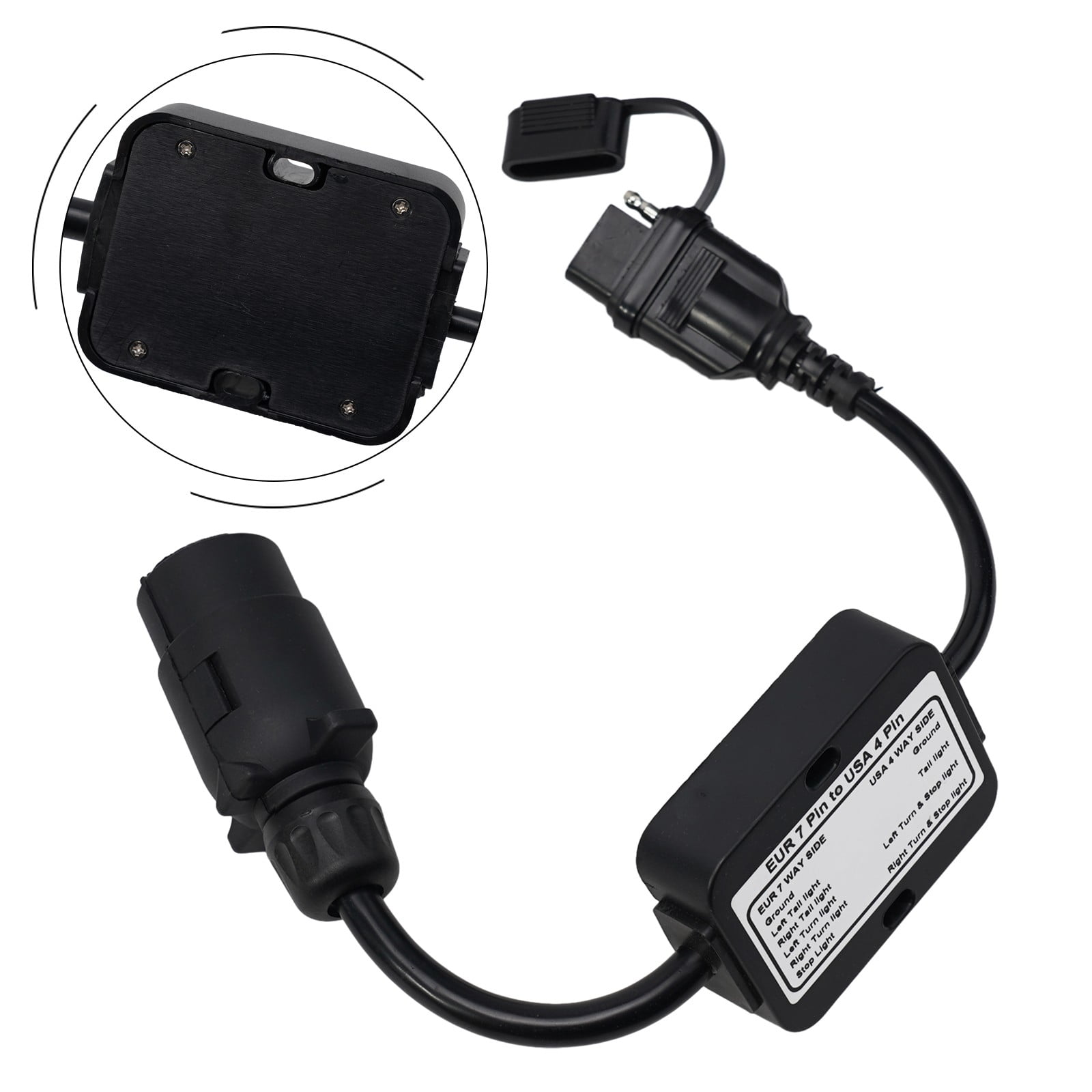 Trailer Light Converter: European 7-Pin Round to 4-Way Flat Adapter for ...