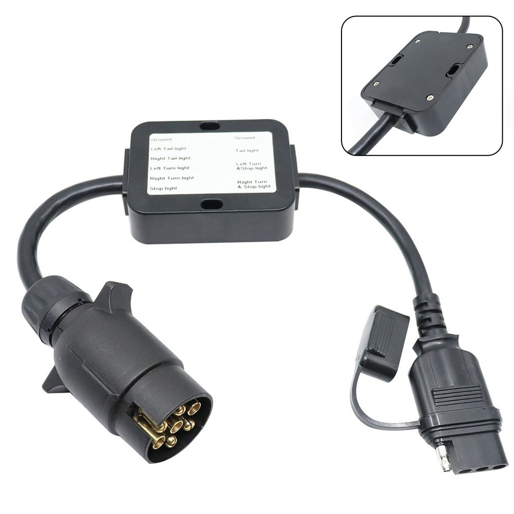 Trailer Light Converter European Round 7-Pin Connector To 4-Way Flat ...