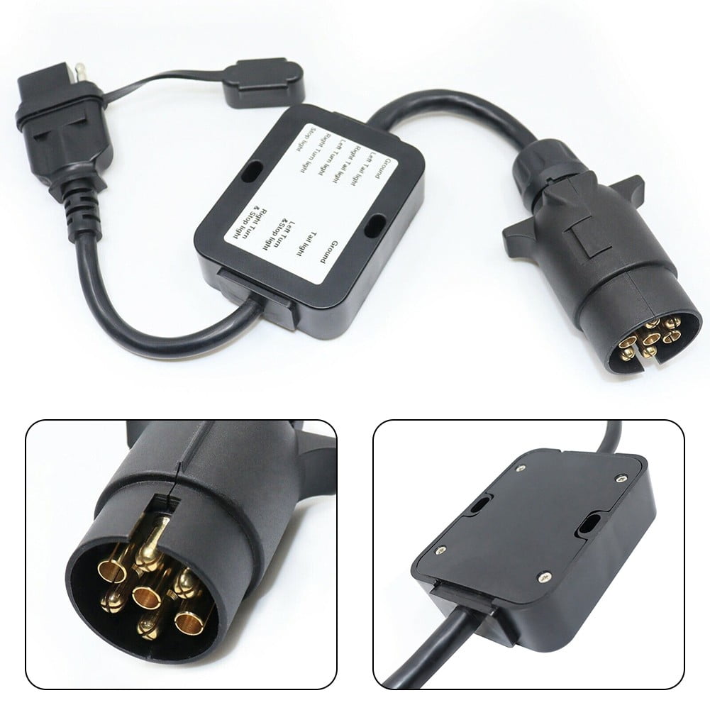 Trailer Light Converter European Round 7-Pin Connector to 4-Way Flat ...