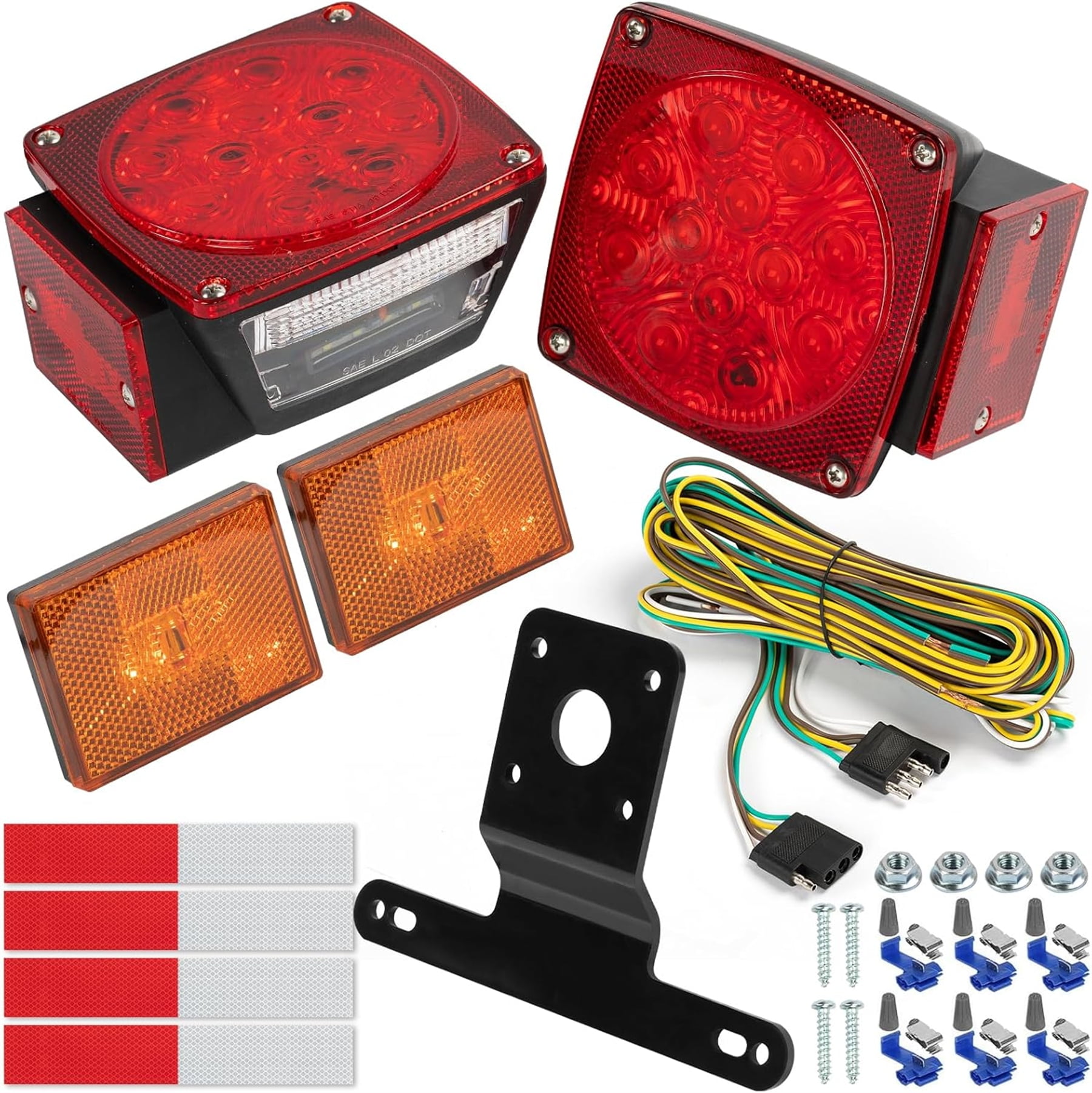 Trailer Light Kit, LED Stop Turn Tail License Brake Running Light Lamp ...