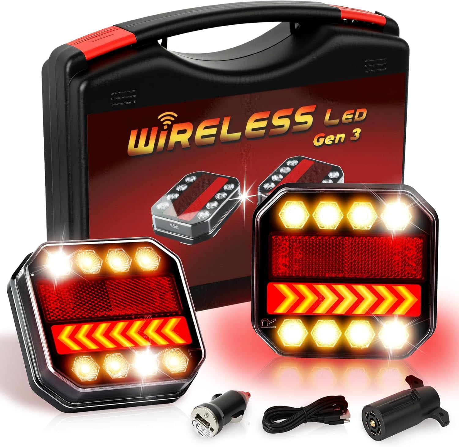 Trailer Lights, 2.4GHz Tow Lights Kit with IP67 , -in-One Turn Signal ...