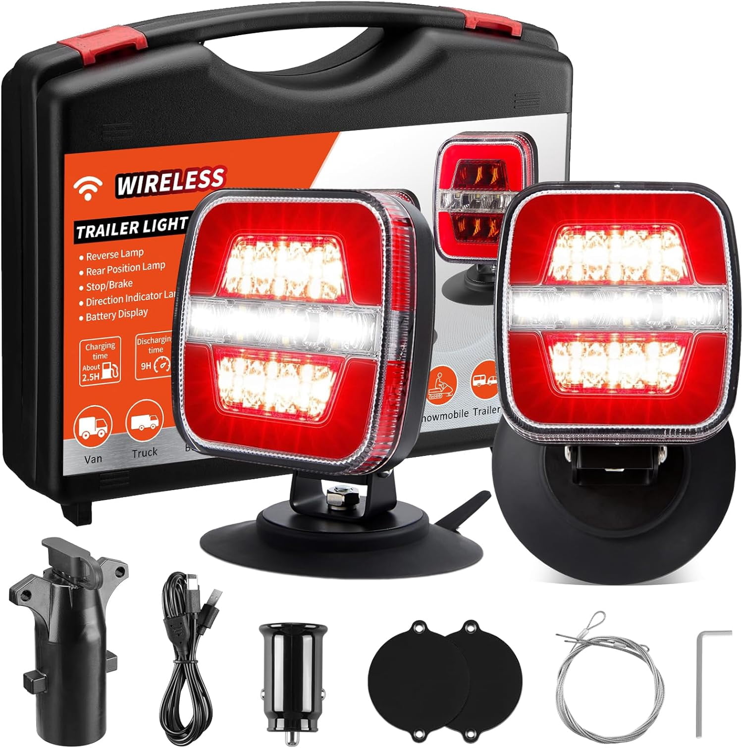 Trailer Lights - Tow Light Kit, with Dual , 100ft Range, Display, Turn ...