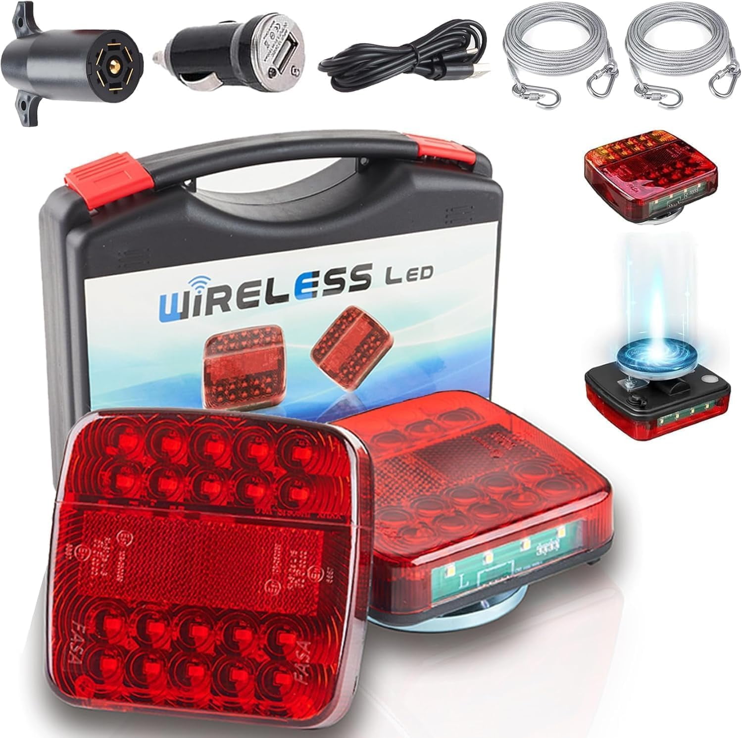 Trailer Lights , Trailer Tow Lights Kit, IP65 , 10-Hour Life, 100 FT ...