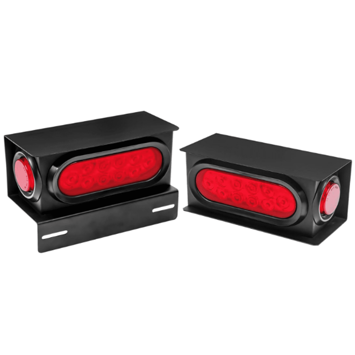 Trailer Lights Welded Mount Steel Boxes Housing Kit w/6 inch LED Oval ...