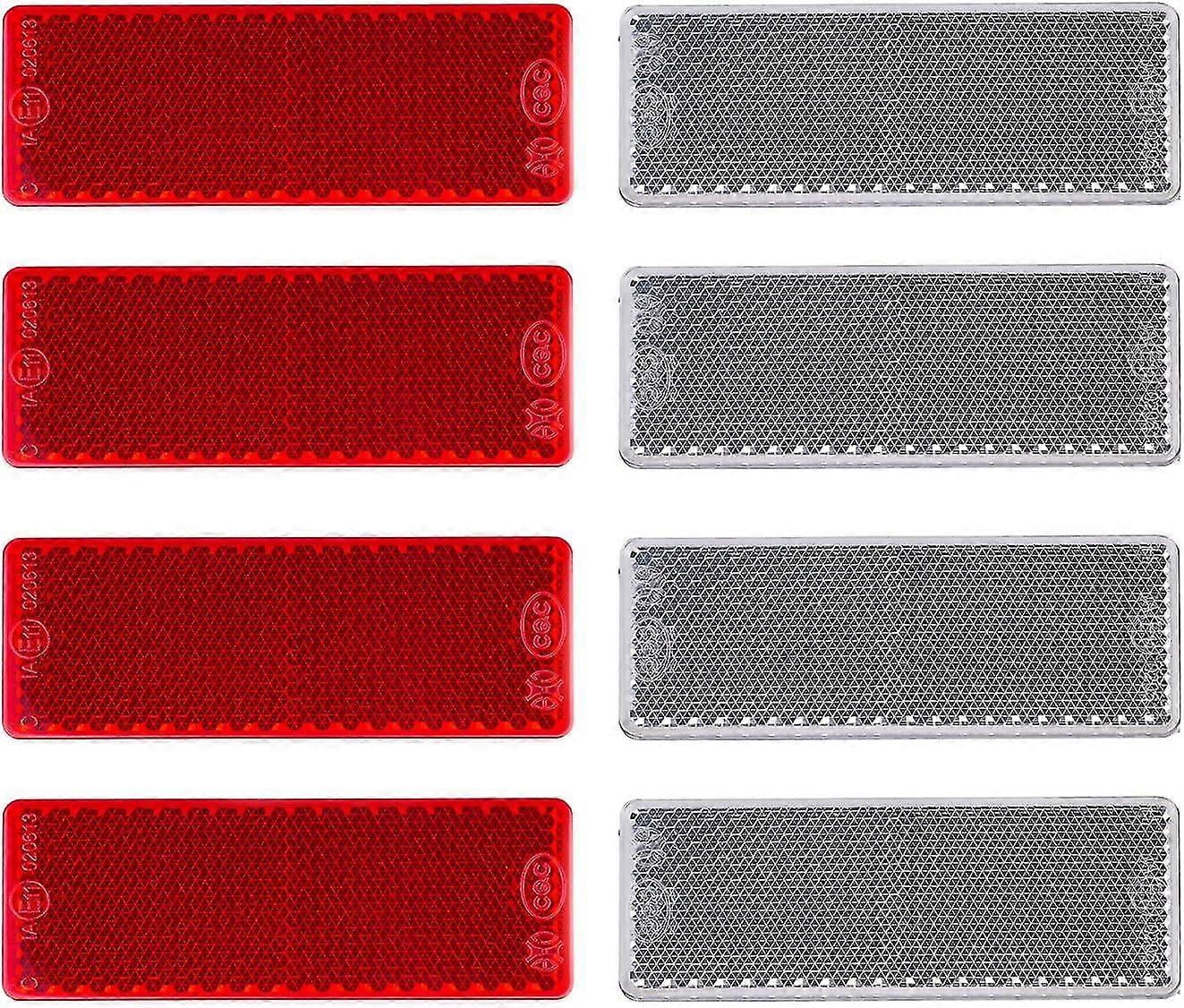 Trailer Reflectors Kit, 4 X Red 4 X White Rectangular Self Adhesive ...