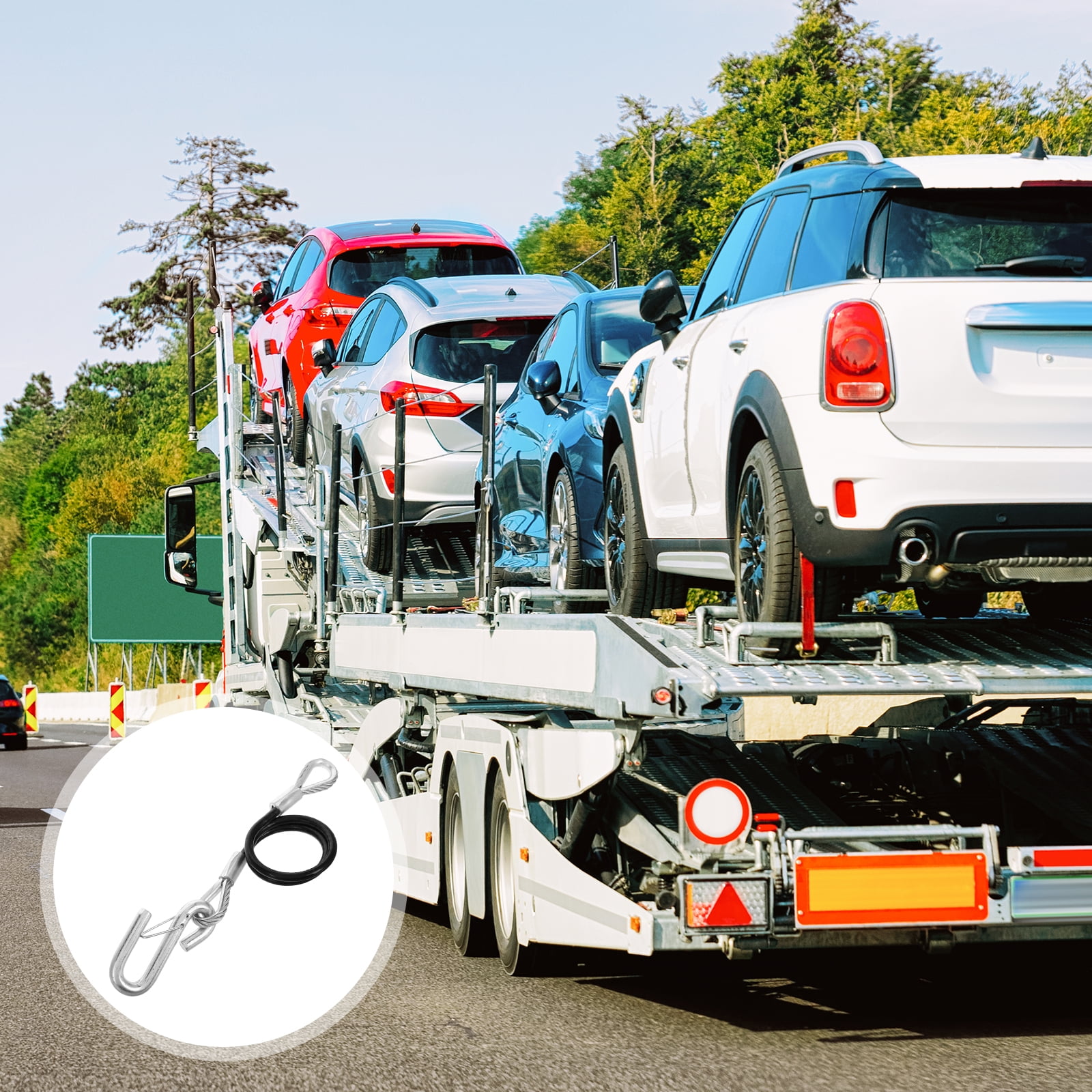 Trailer Safety Cables Self-Coiling Towing Cables Extension Safety Cables With Hook Trailer ...