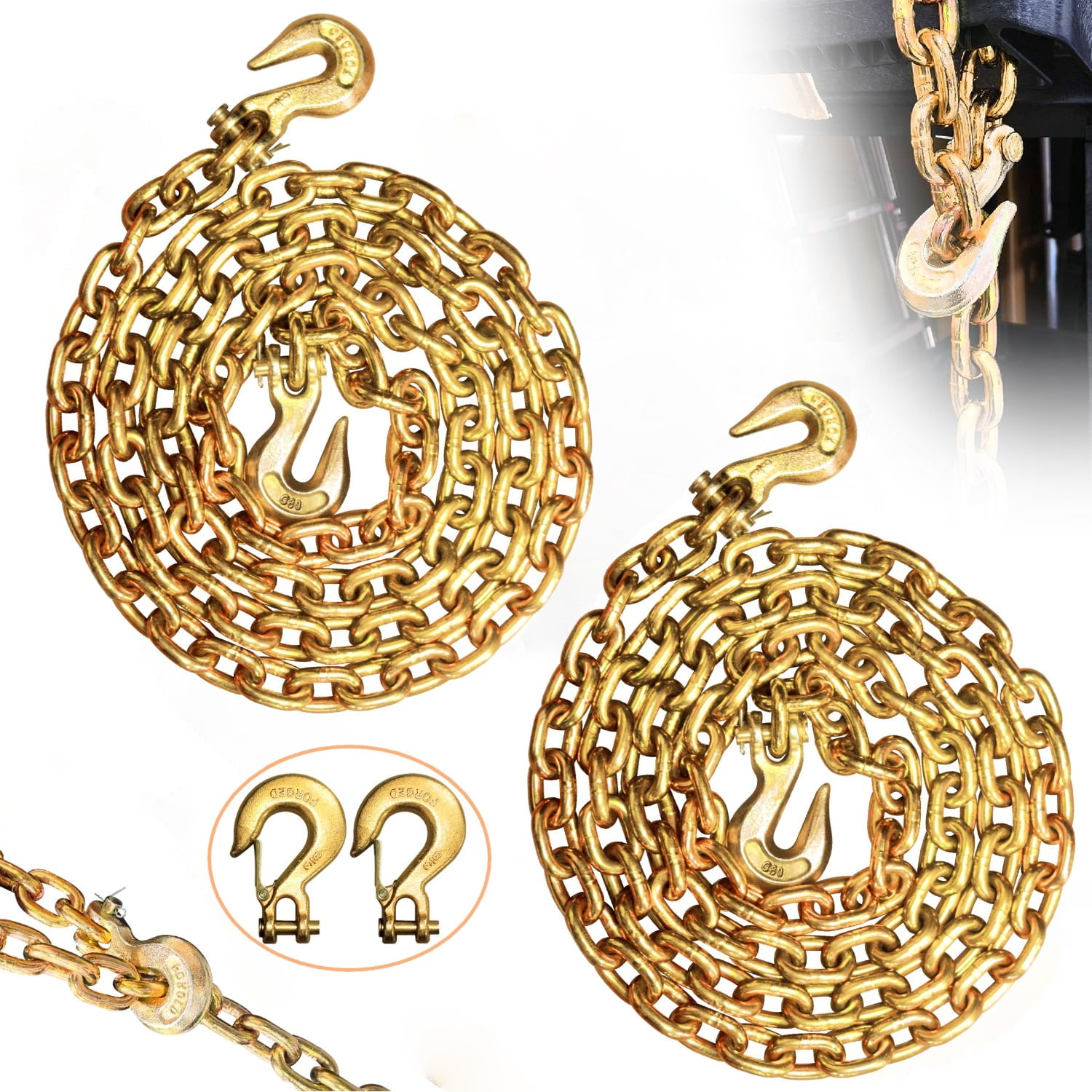 Trailer Safety Chains with Hooks Heavy Duty Trailer Chains with Clevis ...