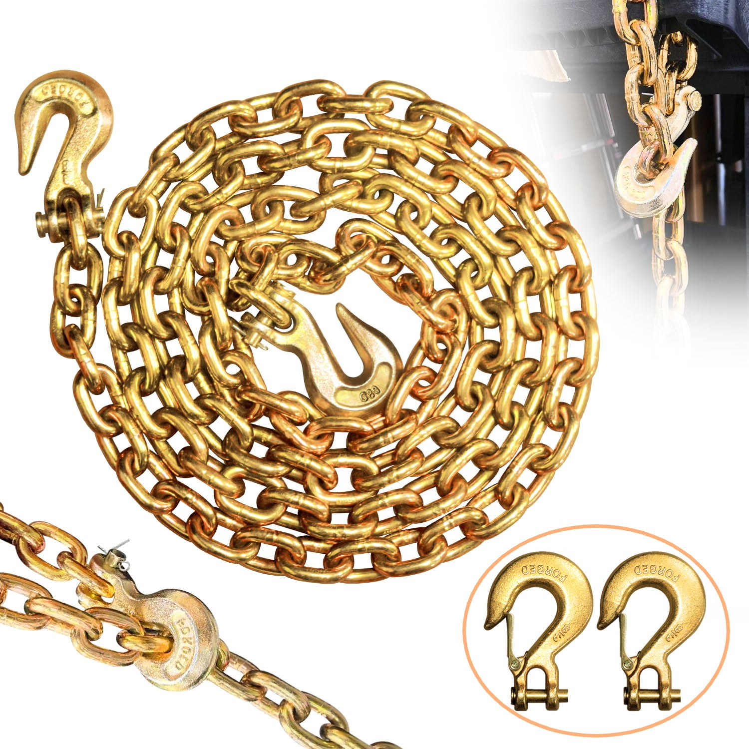 Trailer Safety Chains with Hooks Heavy Duty Trailer Chains with Clevis ...